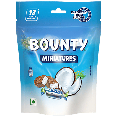 Buy Bounty Miniatures Coconut Filled Chocolates 170 Gm Pouch Online At ...