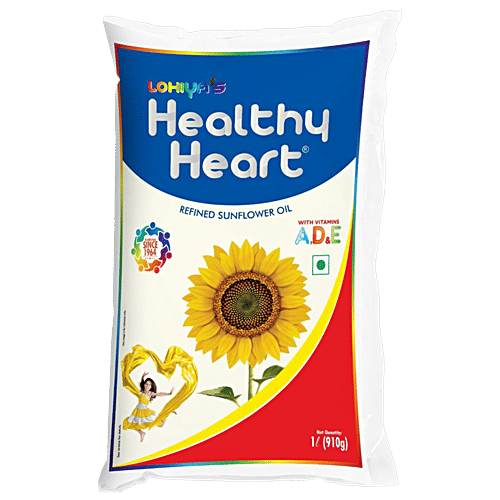 Buy Healthy Heart Refined Oil Sunflower 1 Ltr Pouch Online at the Best ...