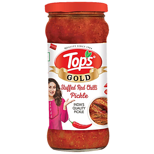 Buy Tops Premium Pickles Stuffed Red Chillies 375 Gm Jar Online at the ...