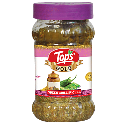 Buy Tops Premium Pickle Green Chilli 375 Gm Bottle Online at the Best ...