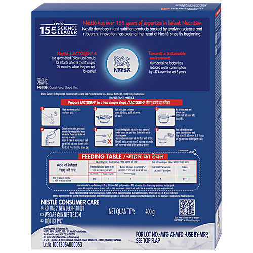Buy Nestle Lactogen - Follow Up Formula (Stage 4) 400 gm Carton Online ...