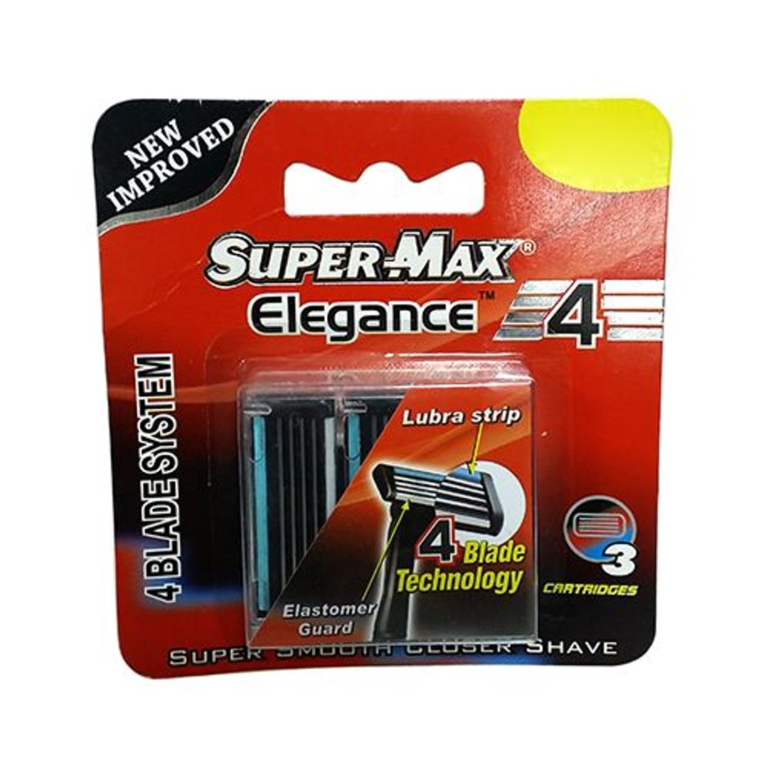 Buy Super Max Elegance 4 4 Blade Cartridge With Lubra Strip 1 Pc Online ...