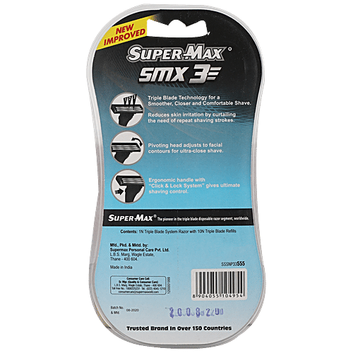 Buy Super Max Smx 3 3 Blade Shaving System Jumbo Pack 1 Pc Online At ...