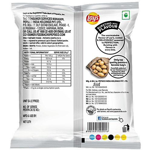 Buy Lays Potato Chips Classic Salted 15 Gm Pouch Online at the Best ...
