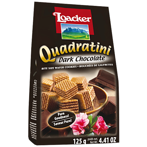 Buy Loacker Quadratini Wafer Dark Chocolate 125 Gm Pouch Online At Best ...