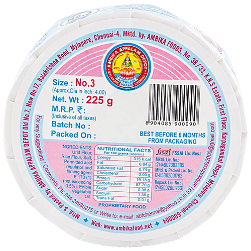 Buy Ambika Appalam No 3 225 Gm Pouch Online At Best Price of Rs 120 ...