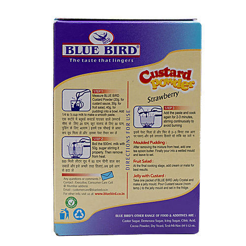Buy Blue Bird Custard Powder Strawberry 100 Gm Box Online at the Best ...
