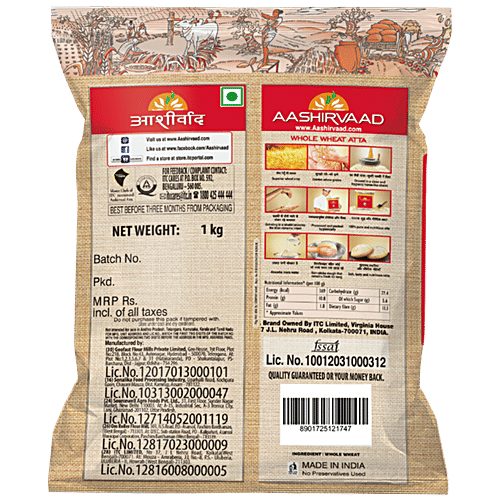 Buy Aashirvaad Atta Whole Wheat 1 Kg Pouch Online At Best Price of Rs ...