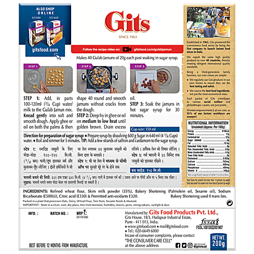 Buy Gits Ready Mix Gulabjamun 200 Gm Box Online At Best Price of Rs 94. ...