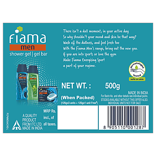 Buy Fiama Gel Bathing Bar Energizing Sport For Men 125 Gm Online at the ...