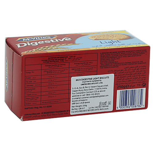 Buy Mcvities Digestive Biscuits Light Imported 250 Gm Carton Online At ...