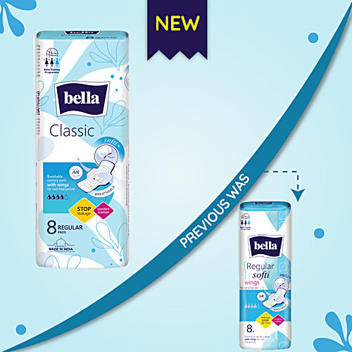 Buy Bella Classic Sanitary Pads Regular Soft Wings 8 Pcs Online At Best ...