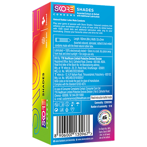 Buy Skore Dotted Colored Condoms Shades 10S Pack Online at the Best ...