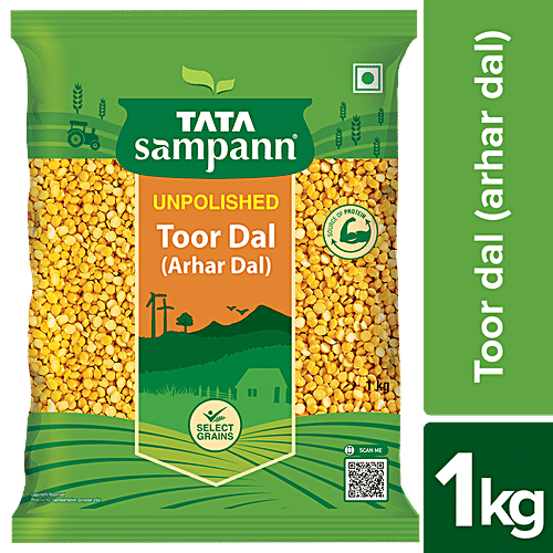 Buy Tata Sampann Toor Dal - Unpolished 1 kg Pouch, Source of Protein ...