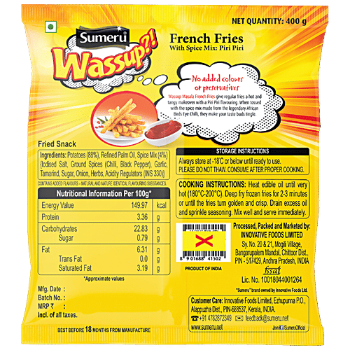 Buy Sumeru Masala French Fries Piri Piri 400 Gm Online At Best Price of ...