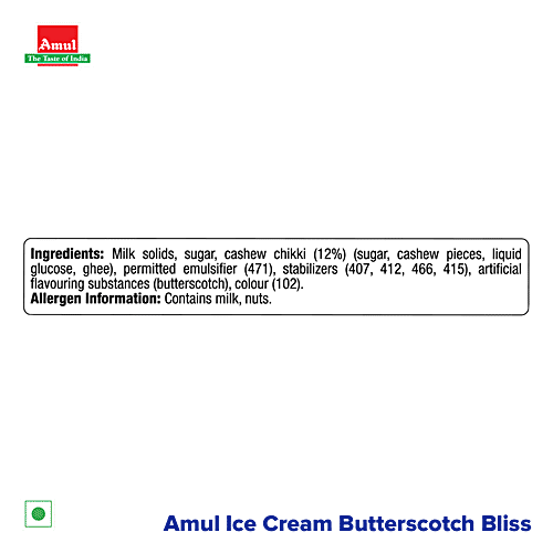 Buy Amul Real Ice Cream Butterscotch Bliss 1 Lt Tub Online At Best ...