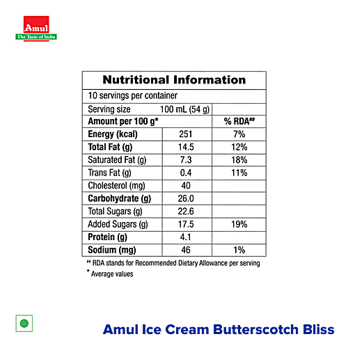 Buy Amul Real Ice Cream Butterscotch Bliss 1 Lt Tub Online At Best ...