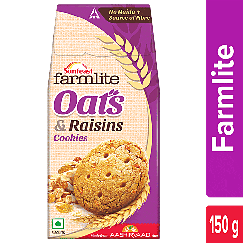 Buy Sunfeast Farmlite Biscuit Oats Raisins 150 Gm Carton Online At Best ...