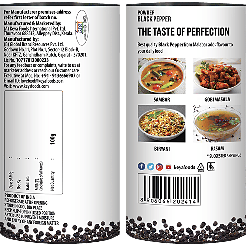 Buy Keya Malabar Black Pepper 100 Gm Box Online at the Best Price of Rs ...