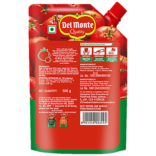 Buy Del Monte Tomato Ketchup Original Blend 500 Gm Pouch Online At Best ...