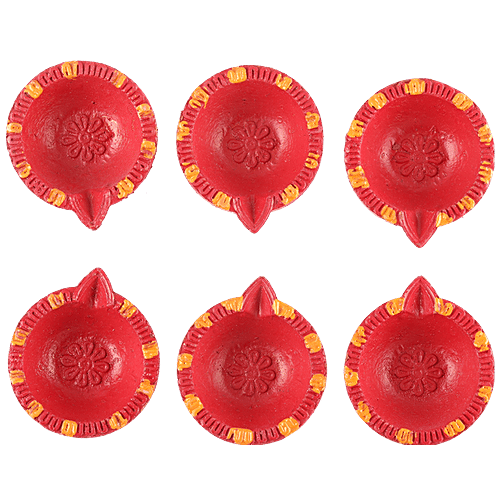 Buy Inspiredkraft Natural Clay Mini Diya 6 Pcs Online at the Best Price ...