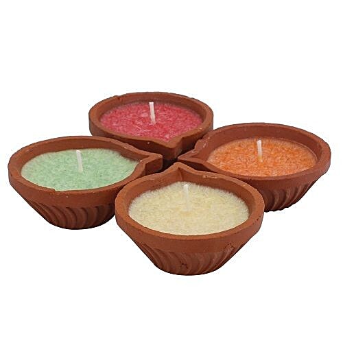 Buy Inspiredkraft Natural Diya With Wax - Assorted Colors Online at ...