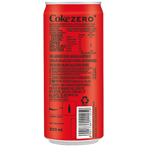 Coke Zero Nutrition Label