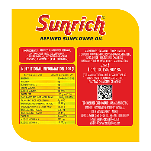 Buy Sunrich Refined Sunflower Oil 1 Ltr Online at the Best Price of Rs ...