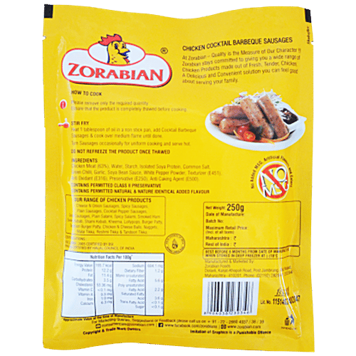 Buy Zorabian Chicken Cocktail Barbeque Sausages 250 Gm Pouch Online At ...