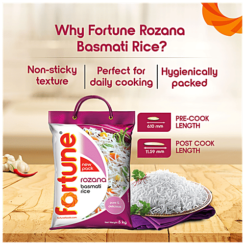 Buy Fortune Basmati Rice Rozana 5 Kg Pouch Online at the Best Price of ...