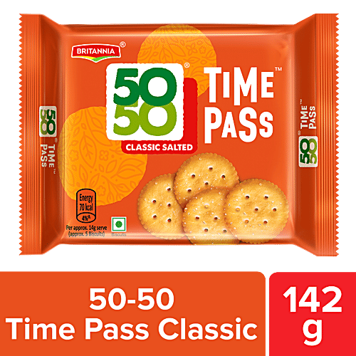 Buy Britannia 50 50 Time Pass Simply Salted Biscuits 150 Gm Pouch ...