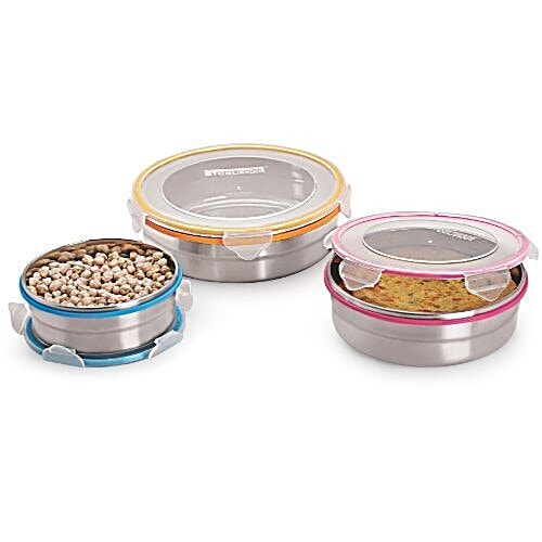 Buy Steel Lock Airtight Storage Food Lock Steel Containers Cs 04 3 Pcs ...