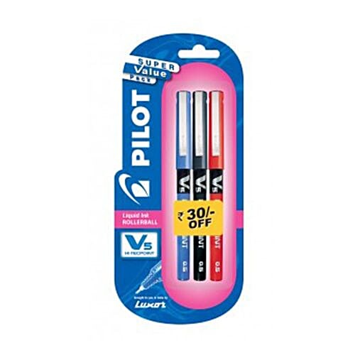 Buy Pilot V5 Pen - Blue, Black & Red Online at Best Price of Rs 199 ...