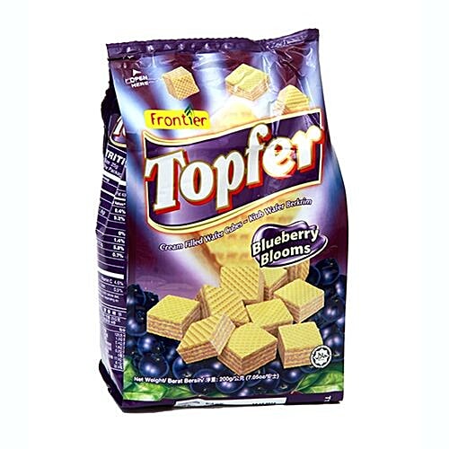 Buy Frontier Topfer Cream Filled Waffer Cubes Blueberry Blooms 200 Gm ...