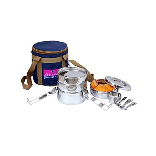 Buy Aristo Picnic Jumbo Steel Lunch Box Silver Vr691 4 Pcs Online at ...