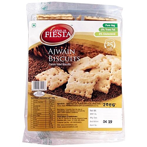 Buy Creme De Fiesta Biscuits Ajwain 200 Gm Online at the Best Price of ...