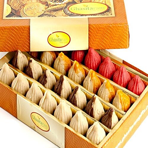 Buy Ghasitaram Gifts Sugarfree Pure Kaju Assorted Modak 500 Gm Online ...