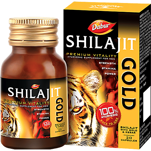 Buy Dabur Capsules Shilajit Gold For Strength Stamina Power 20 Capsules ...