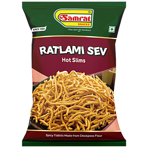 Buy Samrat Ratlami Sev Namkeen - Hot Slims, Crispy, Indian Snack Online ...