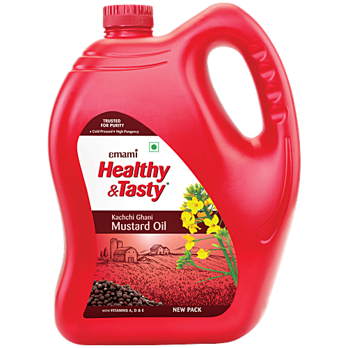 Buy Emami Healthy Tasty Mustard Oil Kachi Ghani 5 Ltr Online at the ...
