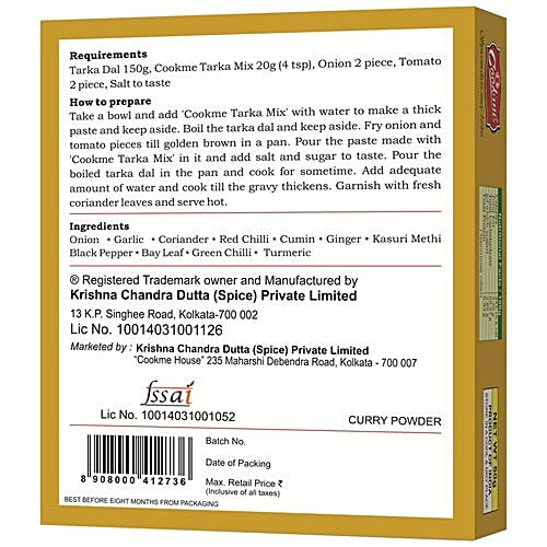 Buy Cookme Mixed Of Spices Tarka 50 Gm Online at the Best Price of Rs ...