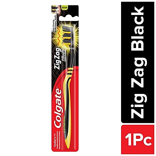 Buy Colgate Toothbrush Zigzag Black Medium Bristles 1 Pc Online At Best ...