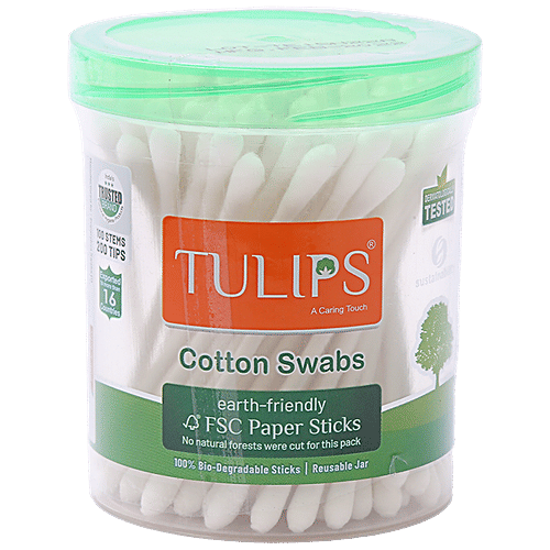 Buy Tulips Cotton Swabs In Round 100 Pcs Online At Best Price of Rs 65 ...