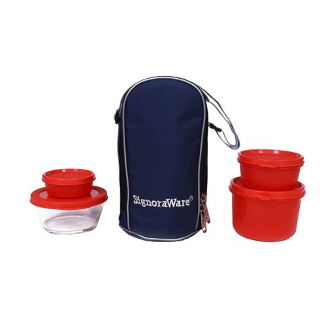 Buy Signoraware Celebrity Lunch Box With Bag - Red 550 Online at Best ...