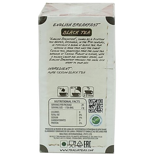 Buy Tealia Black Tea - English Breakfast, Bio-Degradable 20 pcs Online ...