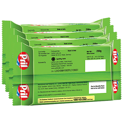 Buy Pril Dishwash Bar - Perfect 200 gm Pack of 4 (Buy 3 Get 1 Free ...
