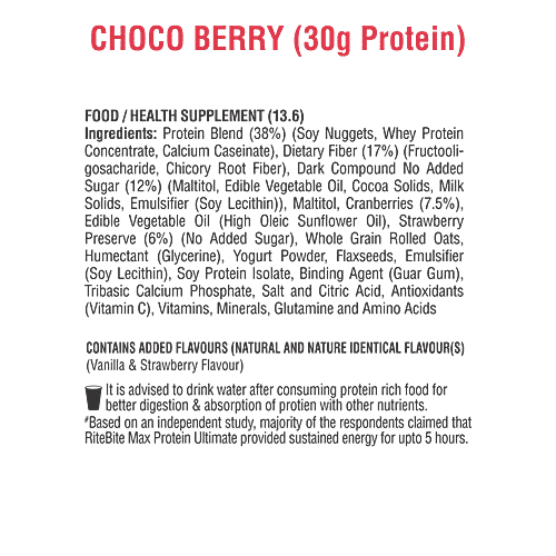 Buy Ritebite Max Protein Bar - Professional Choco Berry 100 gm Online ...