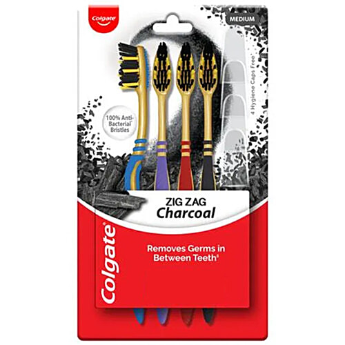 Buy Colgate Toothbrush Zigzag Black Medium 4 Pcs Online At Best Price ...