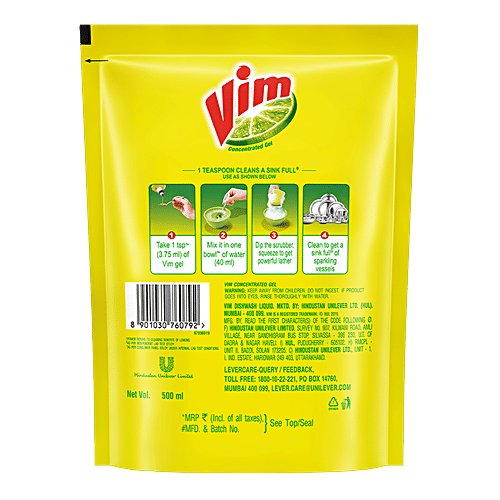 Buy Vim Dishwash Liquid Lemon 500 Ml Online At Best Price of Rs 99 ...