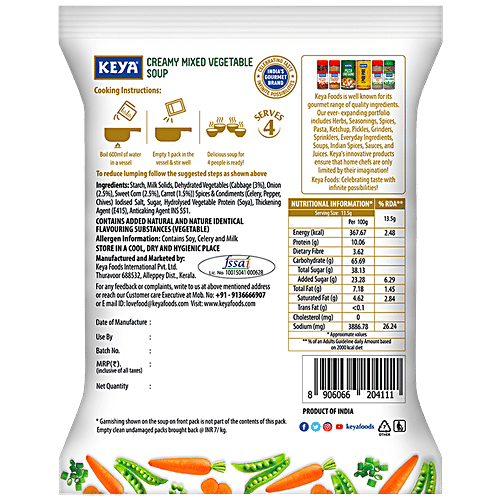 Buy Keya Creamy Mix Veg Soup - With 100% Real Vegetables Online at Best ...
